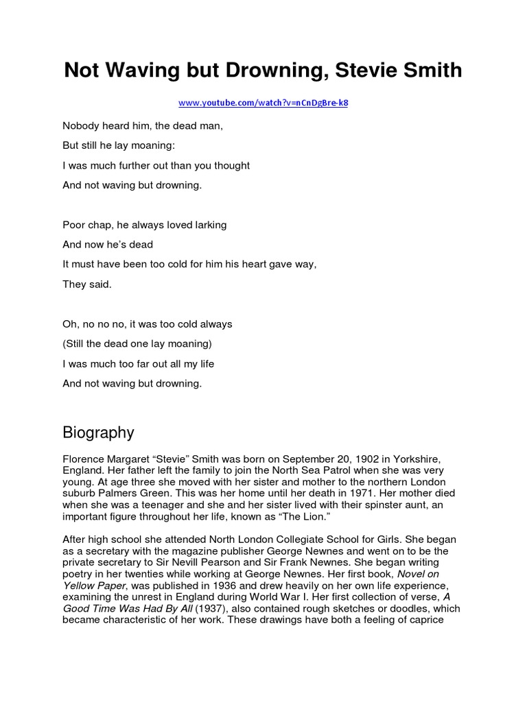 Poem 9 Eng FAL GR 12 Not Waving But Drowning | PDF | Poetry | Rhyme