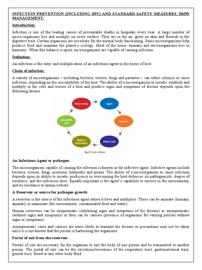 Notes On Infection Prevention | PDF | Infection | Transmission (Medicine)