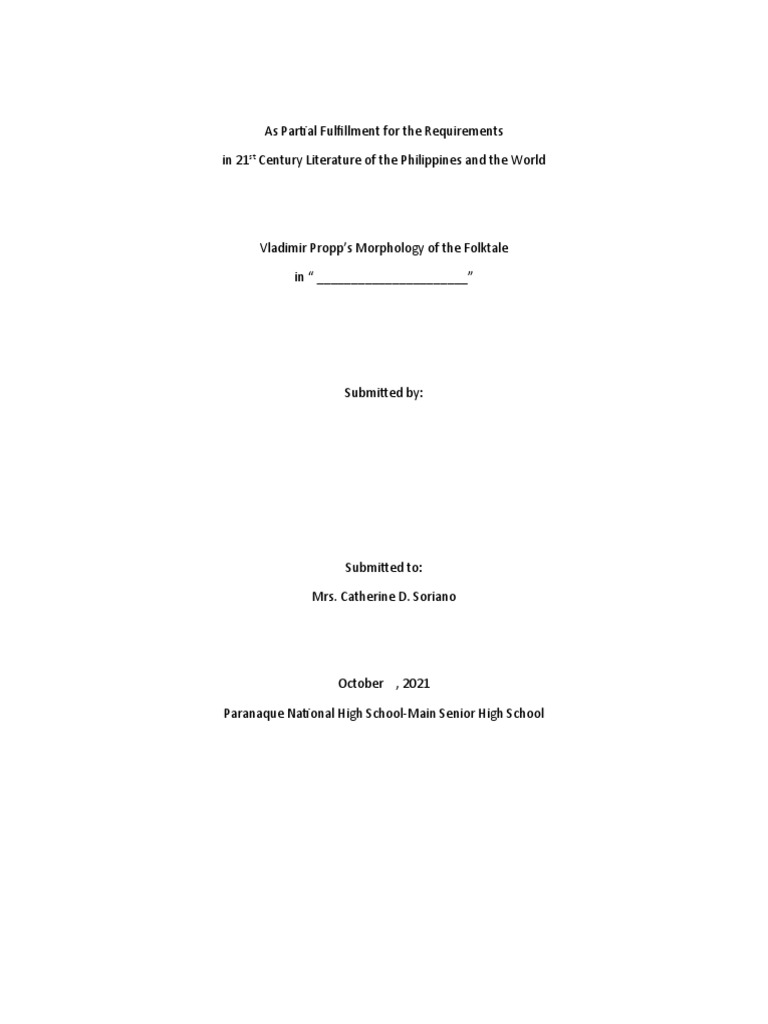 Propp's Folktale Morphology Analysis | PDF