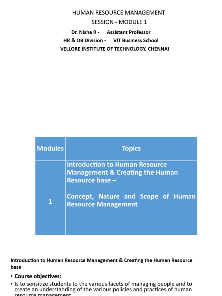 Module 1 - HRM | PDF | Human Resource Management | Employment