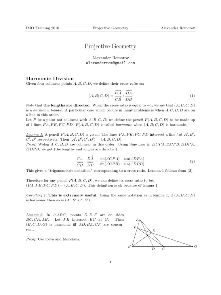 2010 Summer Camp - Week 4 - Projective Geometry | PDF | Circle | Line (Geometry)