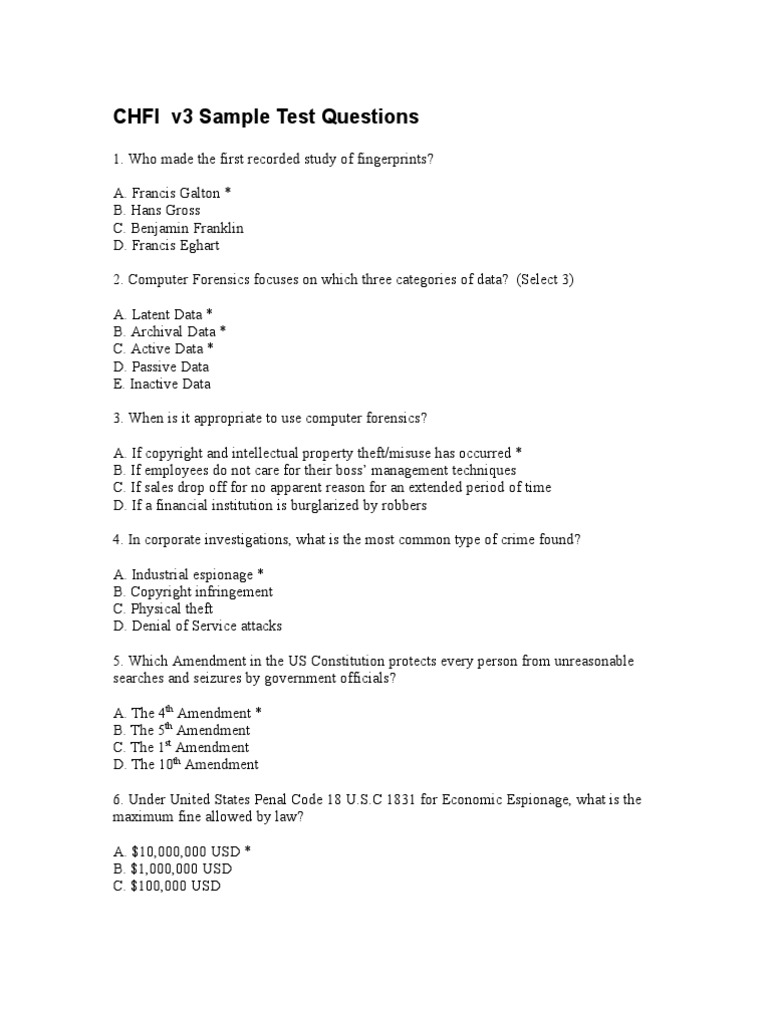 CHFI v3 Sample Test Questions | PDF | Hard Disk Drive | Witness