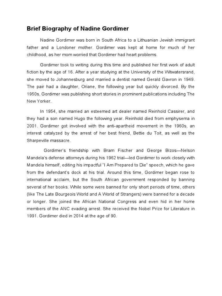 Nadine Gordimer's "Once Upon a Time" Analysis | PDF | Apartheid | South ...