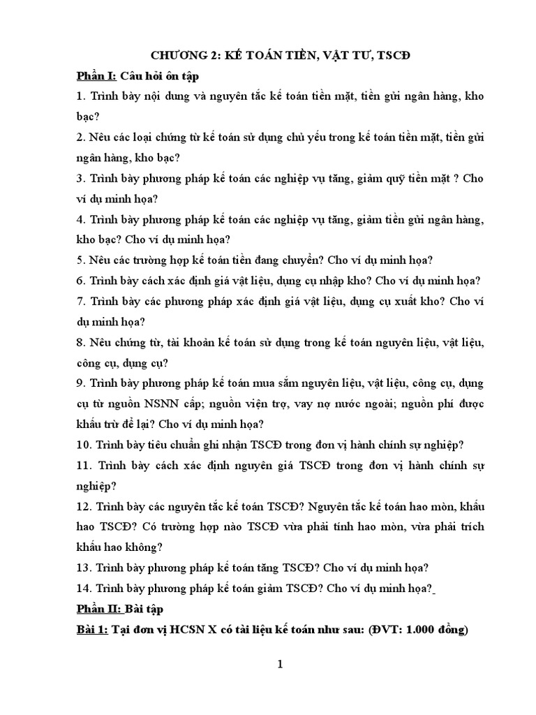 Bài tập KTHCSN 1 CHƯƠNG 2 (2020) | PDF
