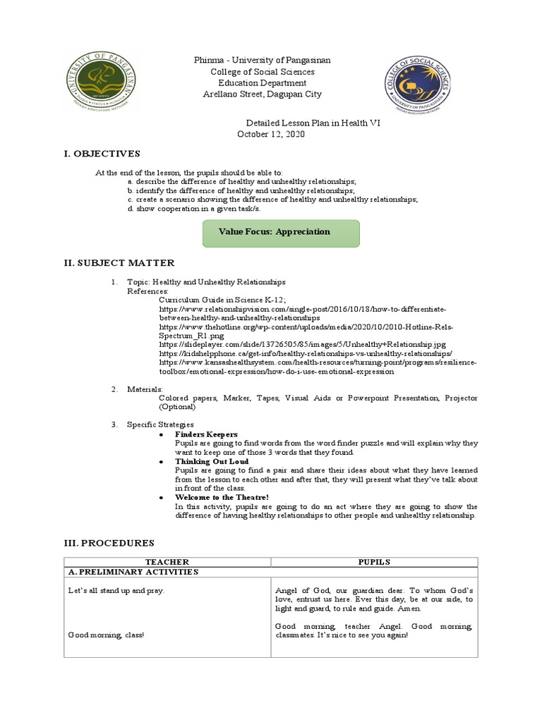 Lesson Plan in Health (Grade 6) | PDF | Self-Improvement | Wellness