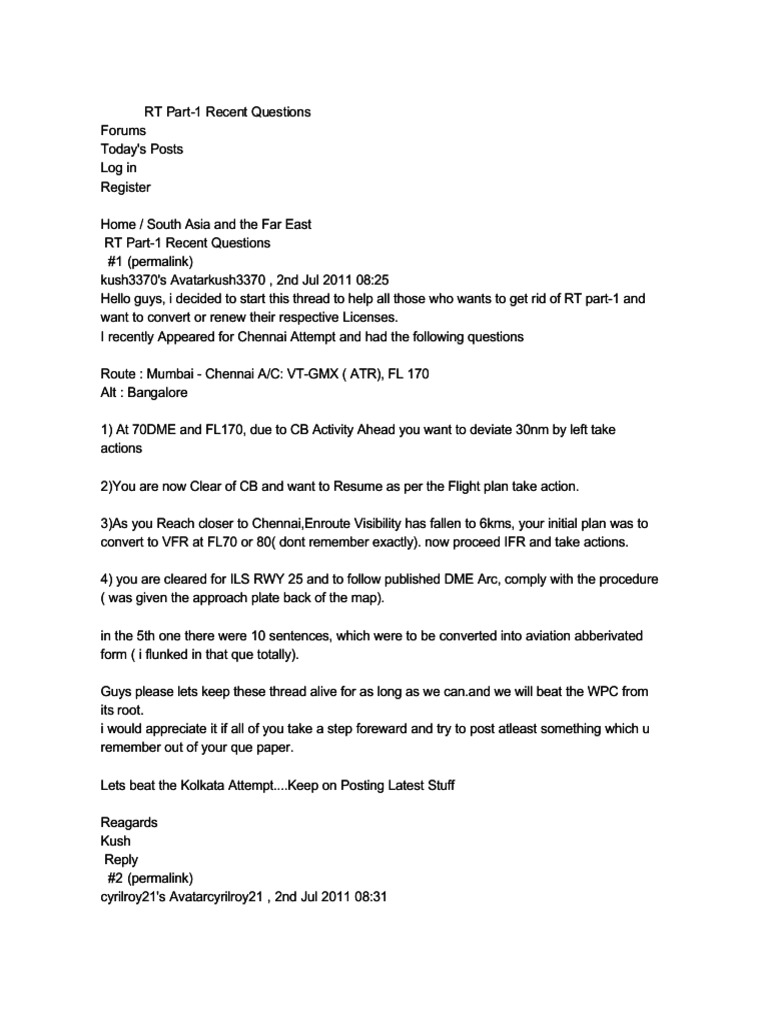 RTR Part-1 Exam Discussion Forum | PDF | Instrument Flight Rules | Aviation