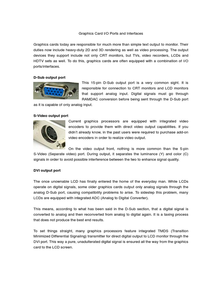 Graphics Card Interfaces | PDF | Telecommunications | Film And Video ...