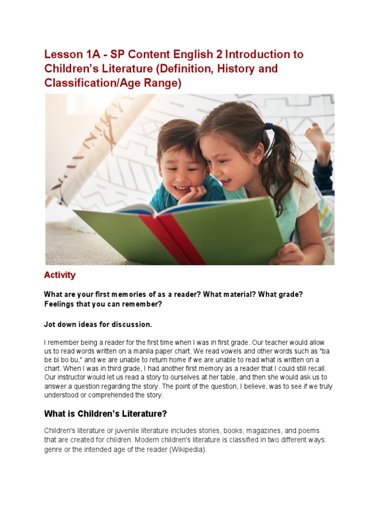 Introduction to Children's Literature | PDF | Children's Literature ...