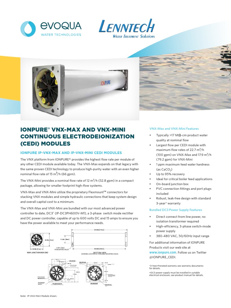 Ionpure® Vnx-Max and Vnx-Mini Continuous Electrodeionization (Cedi ...