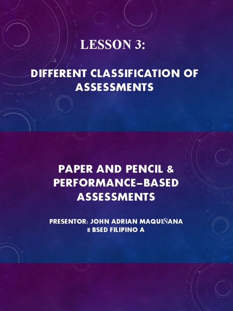 Lesson 3 (Different Classification of Assessment) | PDF | Educational ...