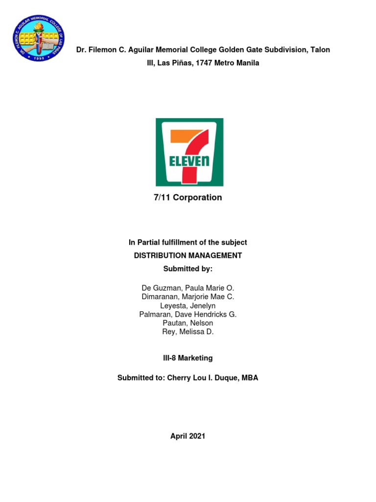 Case Study: 7/11 Distribution Management | PDF | Warehouse | Inventory