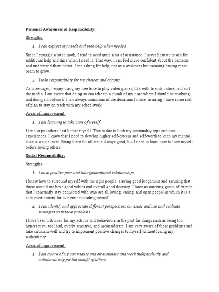 Core Competency Reflection Pdf Thought Self Esteem