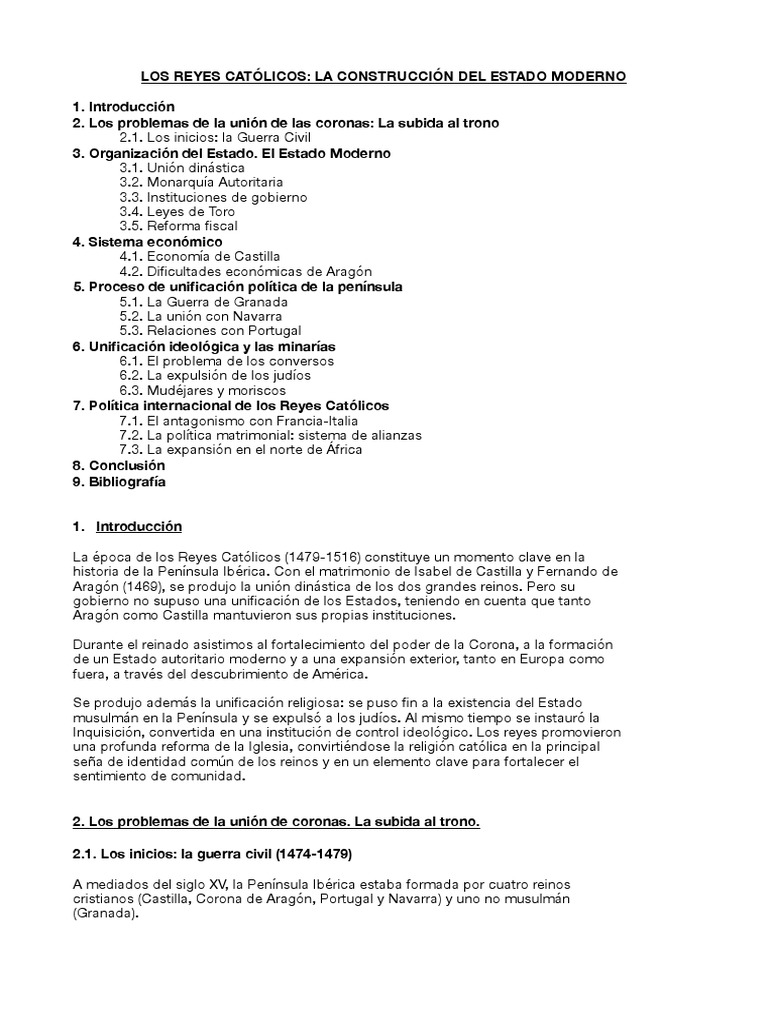 Tema 4 - Los Reyes Católicos - La Construcción Del Estado Moderno | Descargar gratis PDF | España