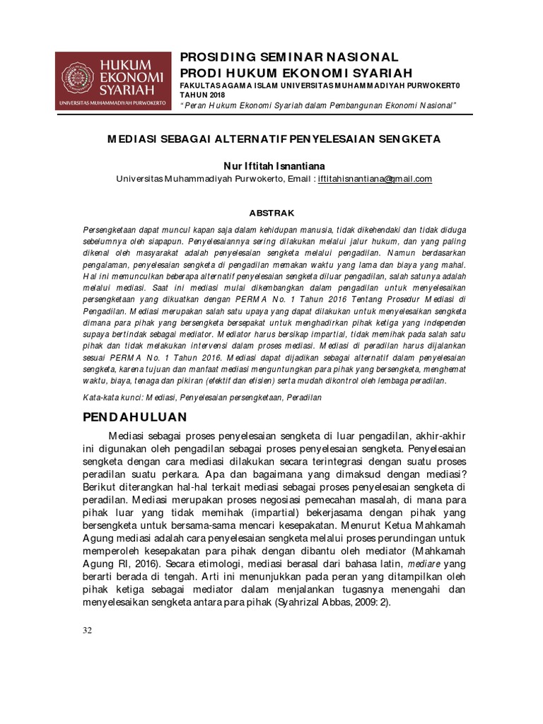 Mediasi Sebagai Alternatif Penyelesaian Sengketa | PDF