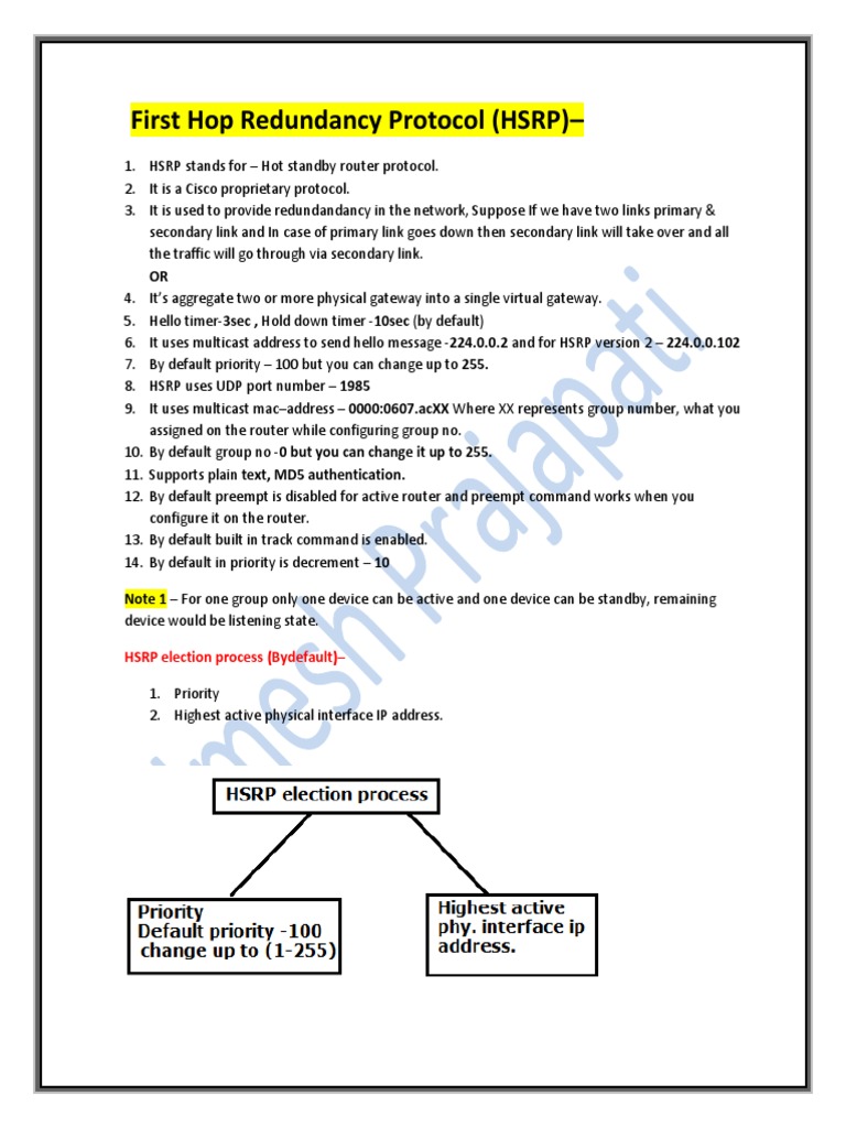First Hop Redundancy Protocol (HSRP) - : HSRP Election Process ...