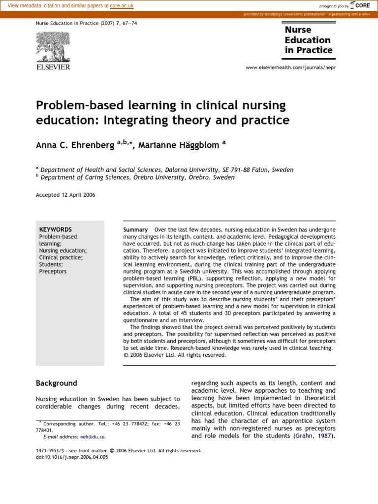 Problem-Based Learning in Clinical Nursing Education: Integrating ...