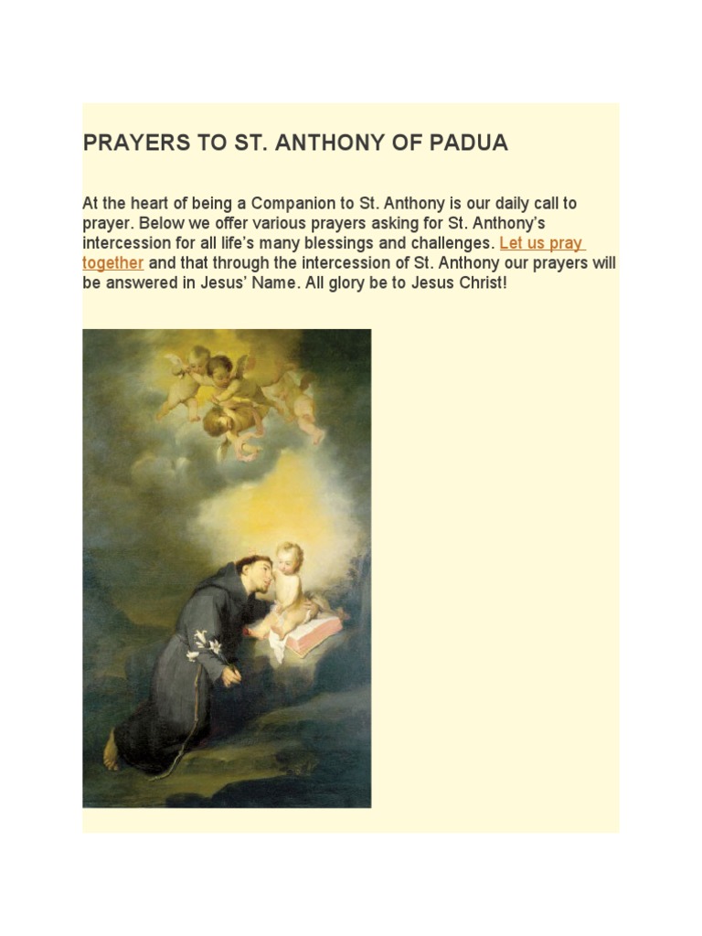 Prayers To St. Anthony | PDF | Prayer | Eucharist