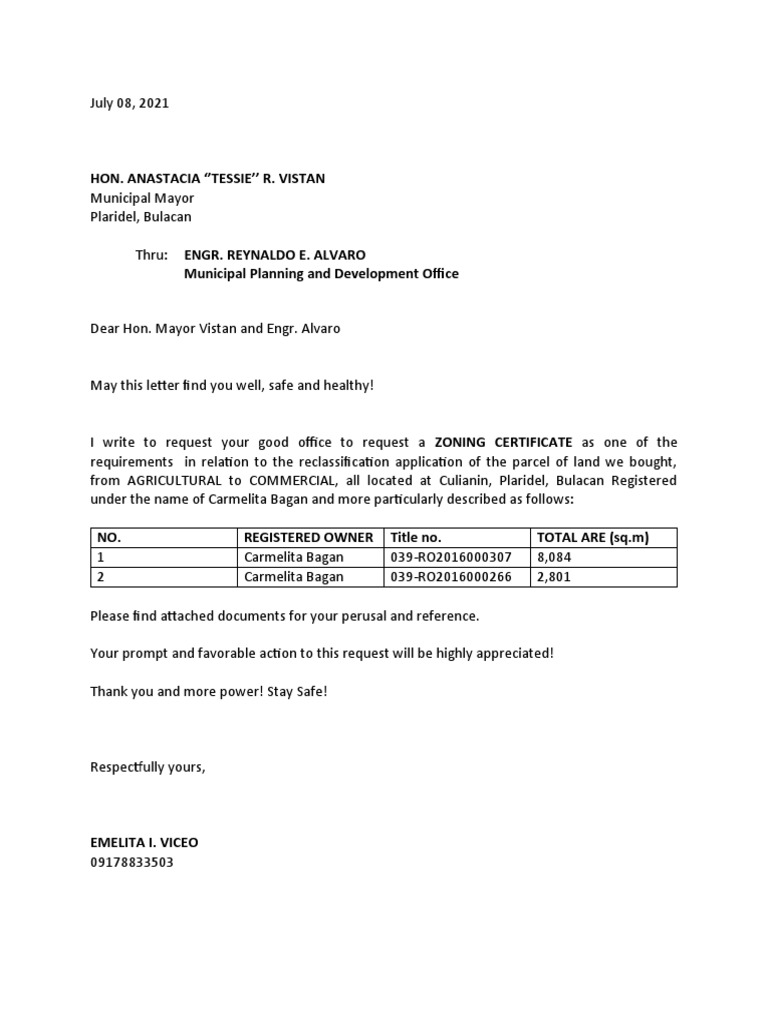 Letter For Mao and Mpdo - Culianin Plaridel | PDF