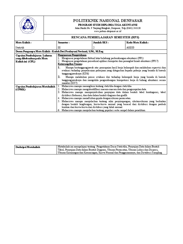 RPS Statistik by Eka | PDF
