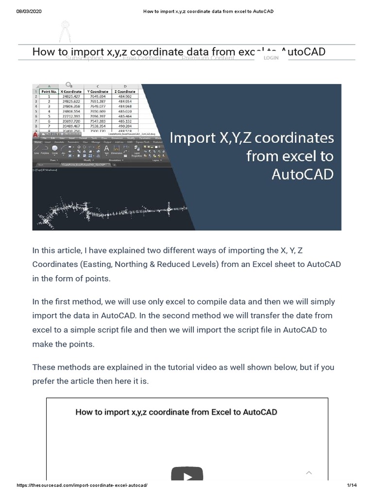 How To Import X, Y, Z Coordinate Data From Excel To AutoCAD | PDF | Auto Cad | Pay Television