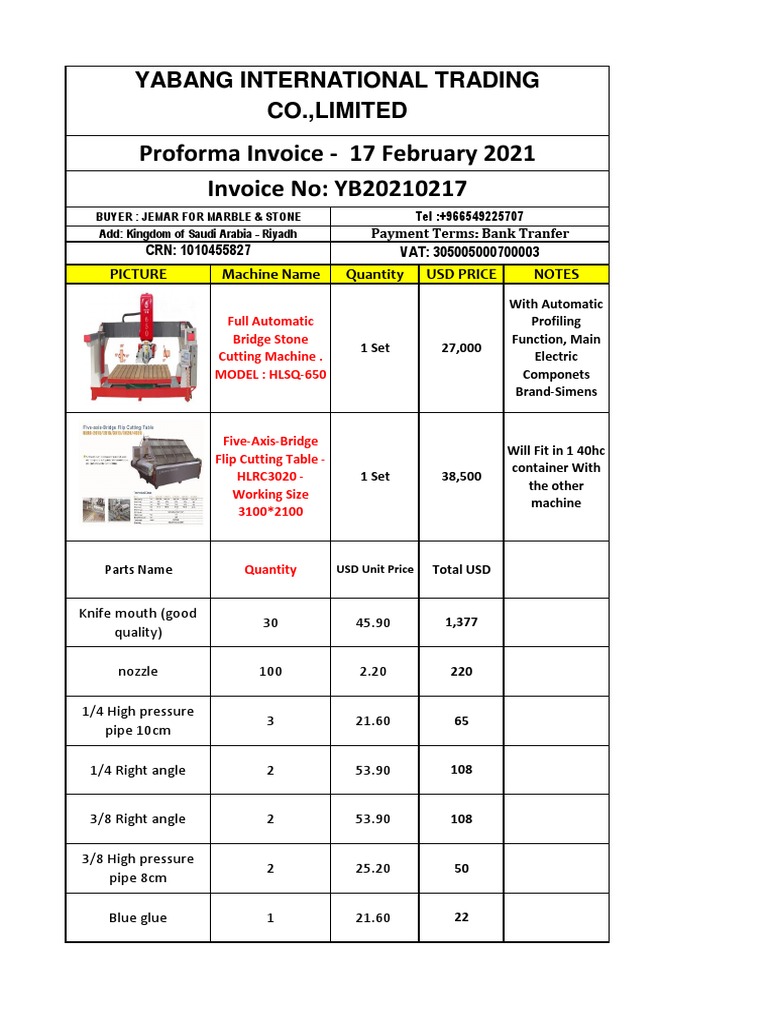 JEMAR FOR Marble&Stone Invoice Together | PDF | Manufactured Goods ...