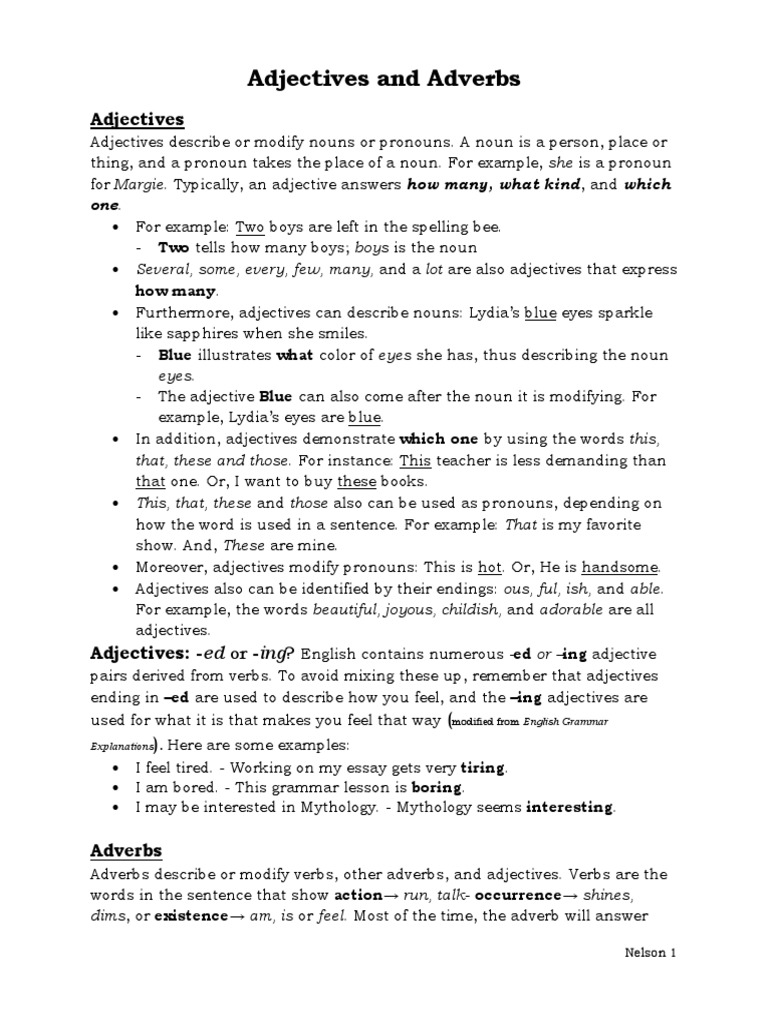 Adjectives and Adverbs | PDF | Adverb | Adjective