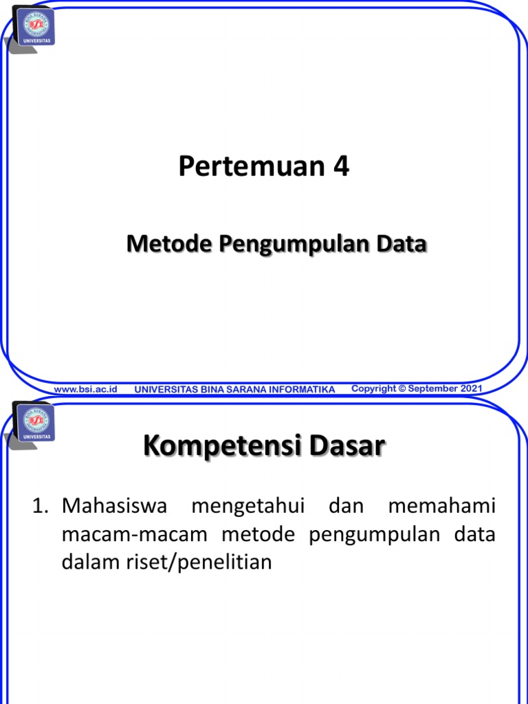 Pertemuan 4: Metode Pengumpulan Data | PDF
