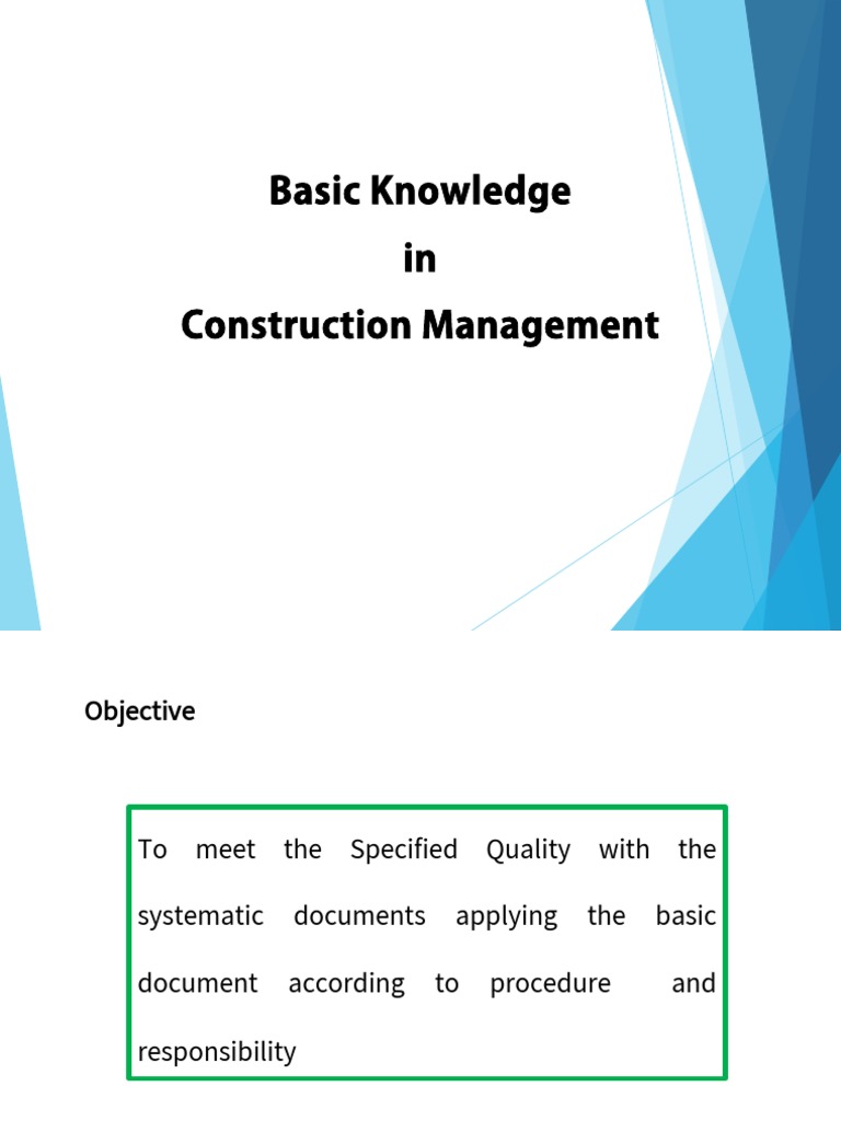 Basic Construction Management Guide | PDF | Procurement | Quality ...
