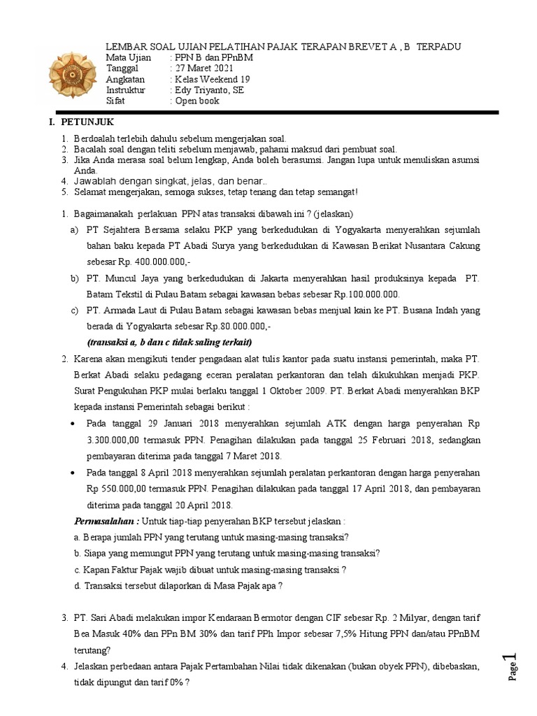 Soal Ujian PPN B Brevet | PDF