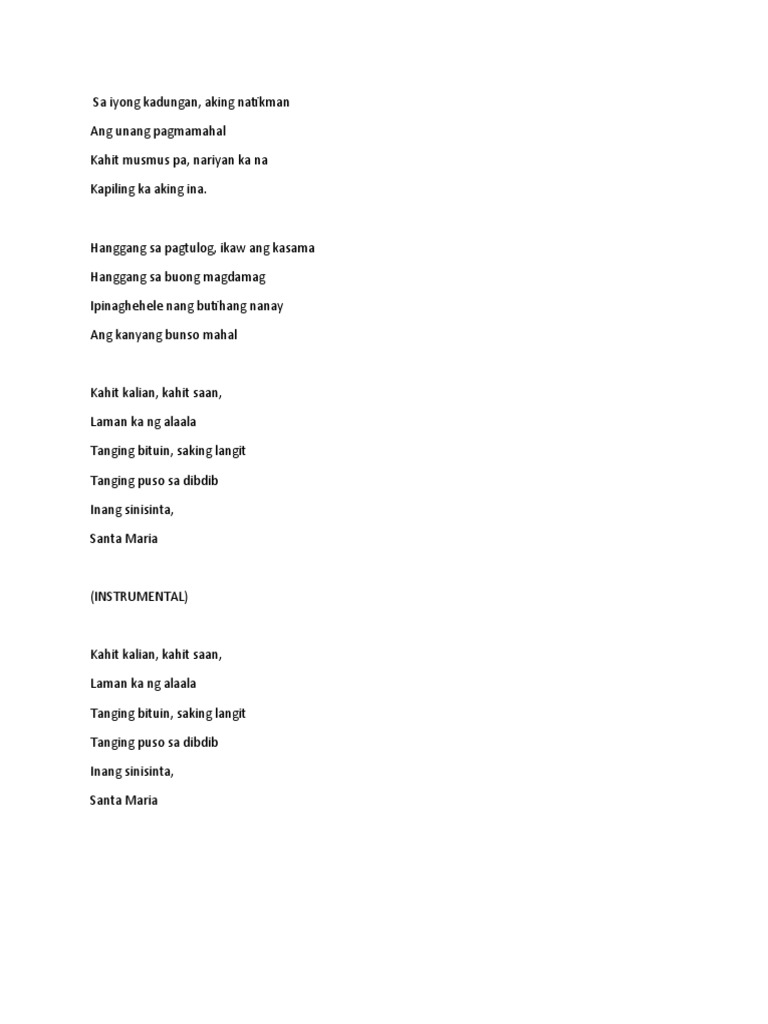 Inang Maria Lyrics | PDF