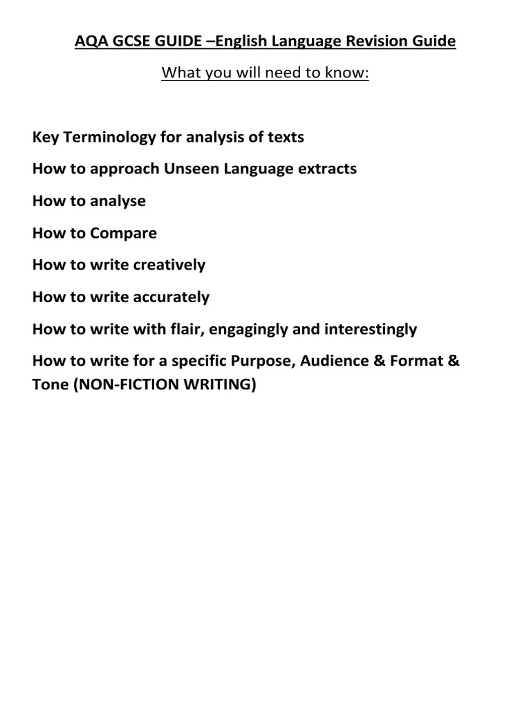 English Language Revision Guide | PDF | Verb | Sentence (Linguistics)