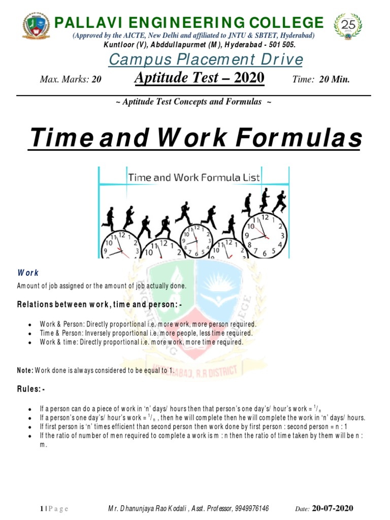 Aptitude Test Concepts and Formulas | PDF | Mathematics