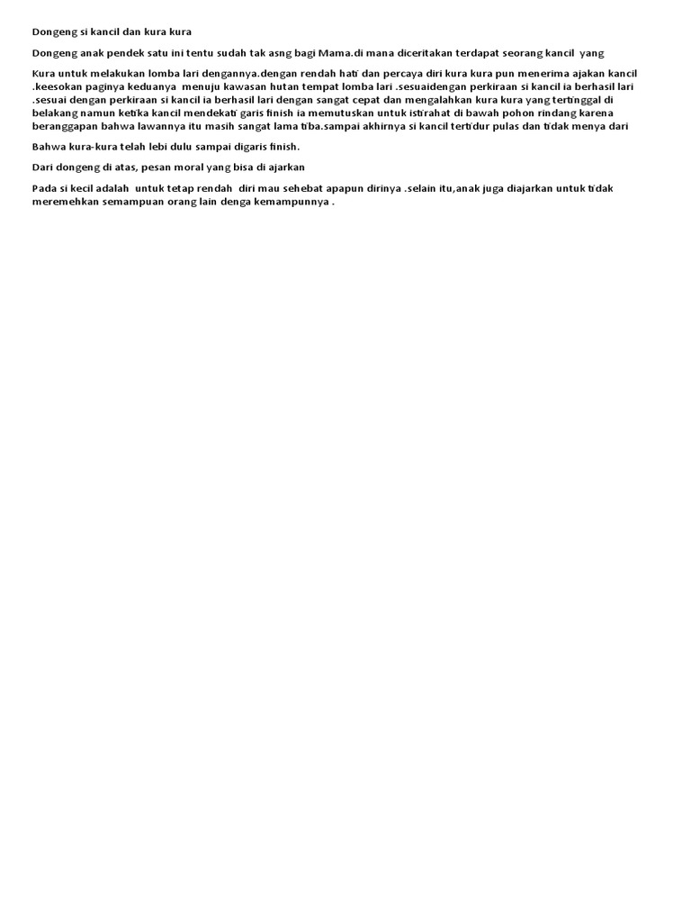 Dongeng Si Kancil Dan Kura Kura Pdf
