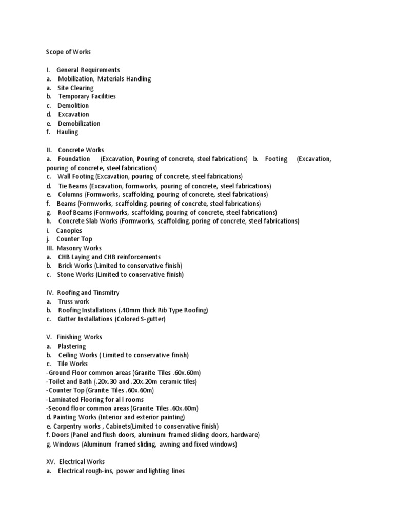 Scope of Works | PDF | Concrete | Tile