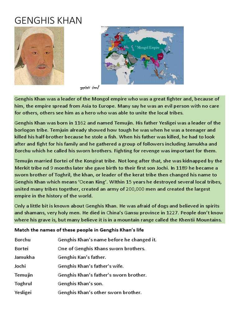 Genghis Khan - Reading-Comprehension | PDF | Genghis Khan | Mongolia