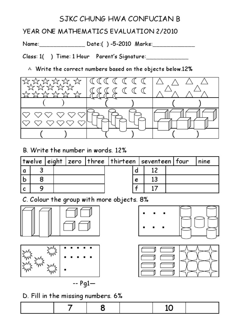 Year One Maths 2 2010 | PDF | Teaching Mathematics