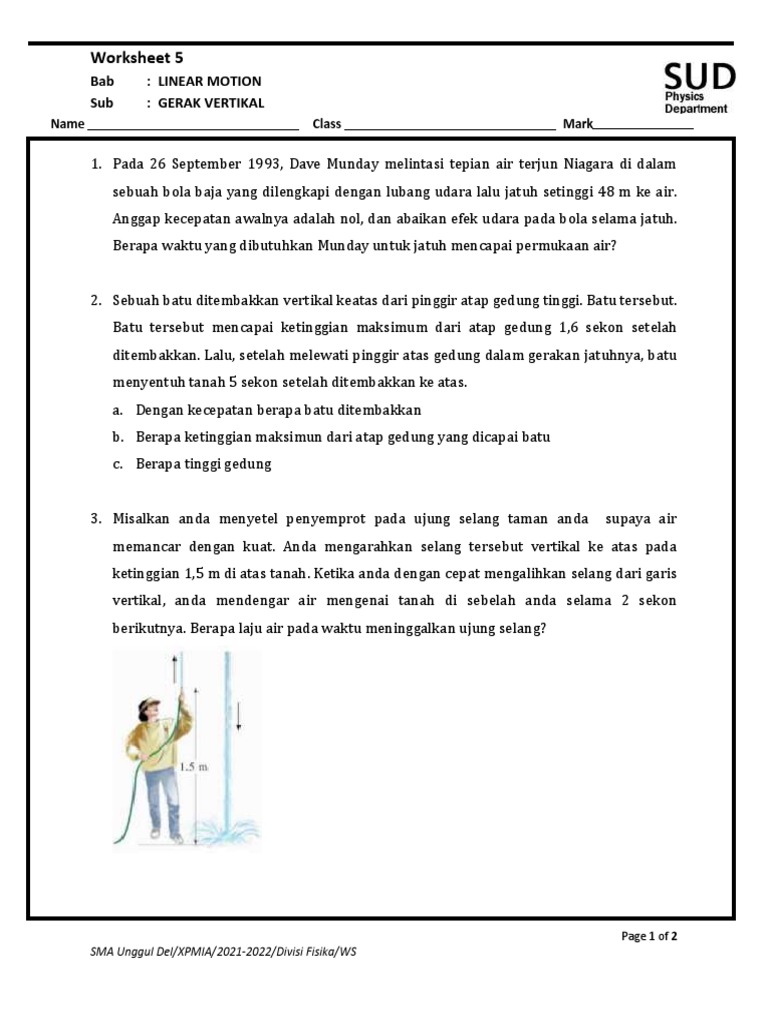 Worksheet 5 - Linear Motion | PDF