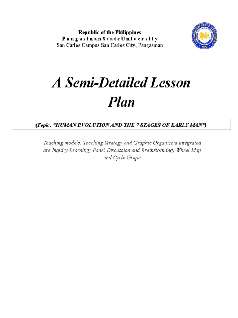 A Semi-Detailed Lesson Plan - Human Evolution | PDF | Homo | Human