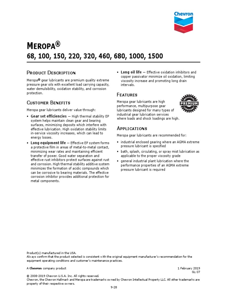 Chevron Meropa | PDF | Lubricant | Corrosion