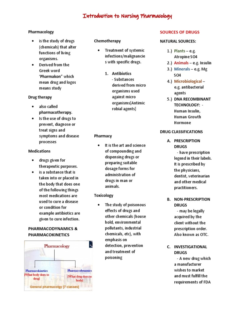 Introduction To Nursing Pharmacology | PDF | Chemistry | Dose ...