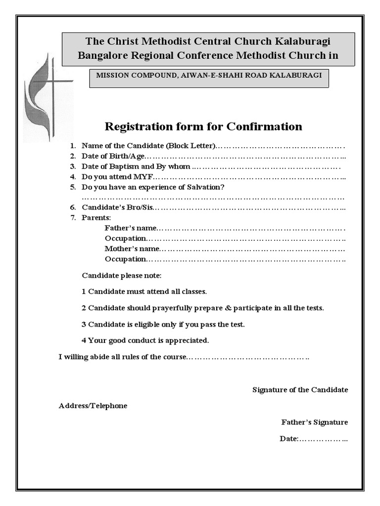 Registration Form For Confirmation | PDF