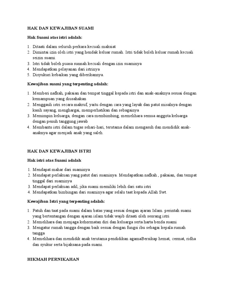 Hak Dan Kewajiban Suami Istri Hikmah Pdf