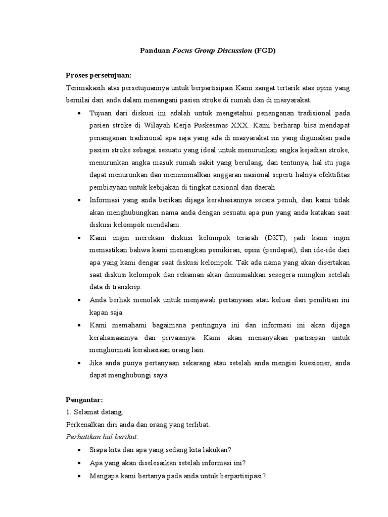 Panduan FGD Penanganan Stroke Tradisional | PDF | Pengembangan Diri
