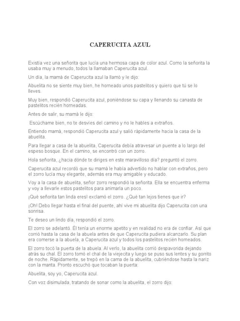 Caperucita Azul: Cuento Infantil | PDF
