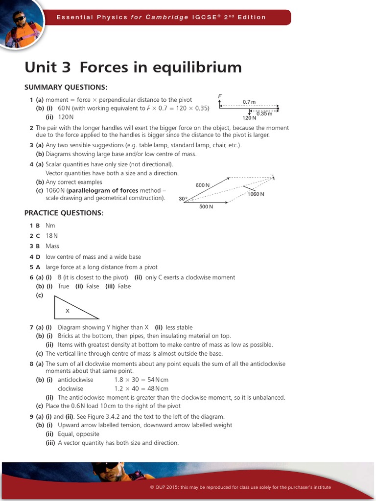 Unit 3 Forces in Equilibrium: Summary Questions | PDF | Force | Physics