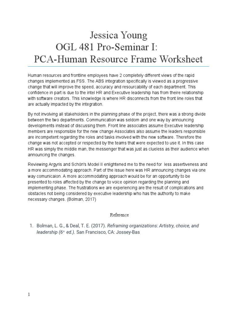 HR Frame Worksheet 1 2 | PDF