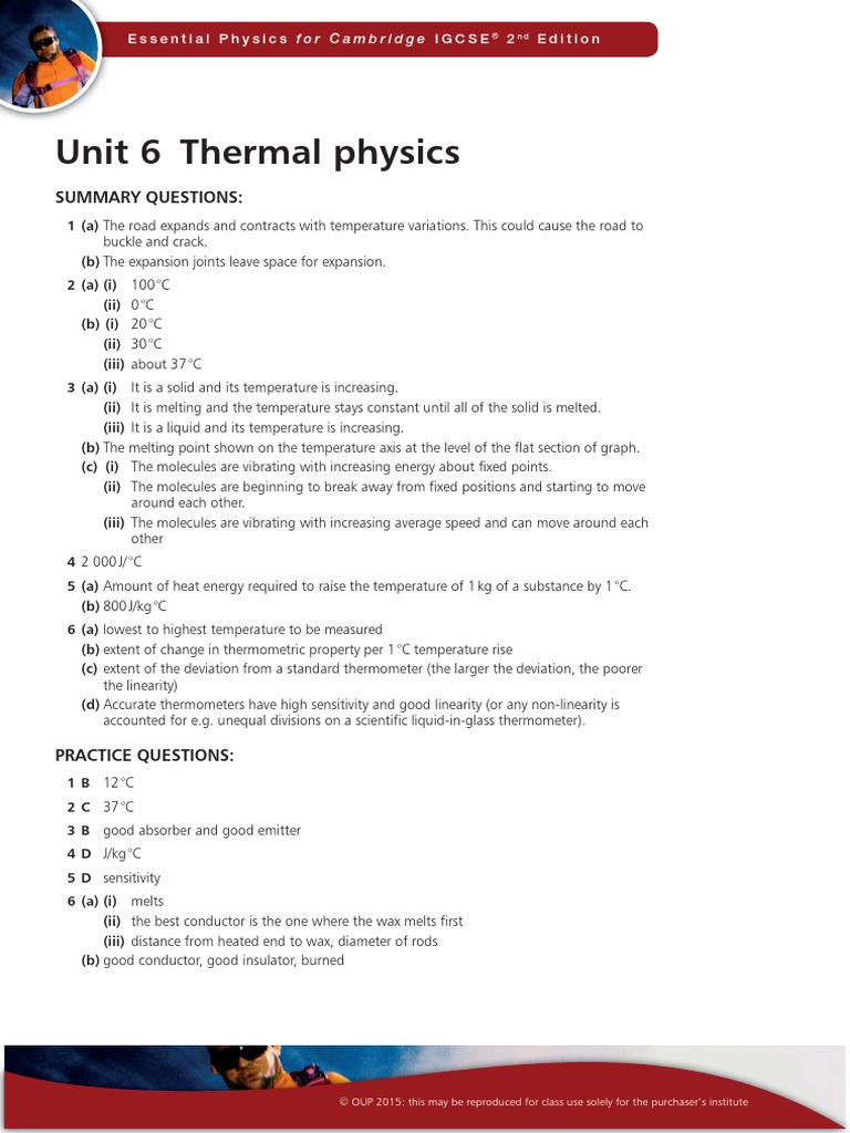 Essential Physics Unit 6 Answers | PDF | Temperature | Thermal Expansion