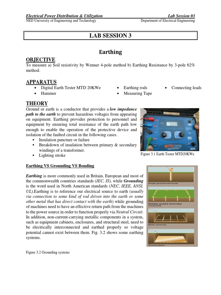 Lab Session 3 Earthing: Objective | PDF | Metrology | Electromagnetism