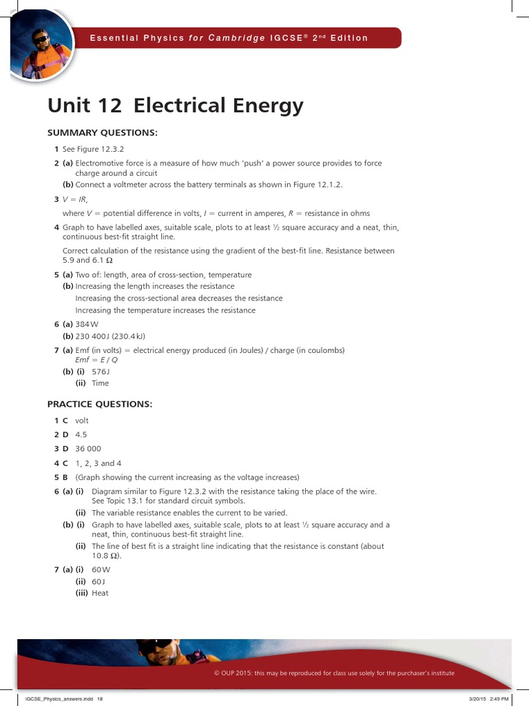 Essential Physics Unit 12 Answers | PDF | Volt | Electrical Resistance ...