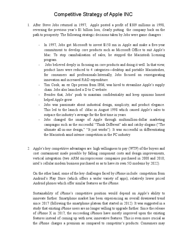 Apple Case Study Competitive Strategy | PDF | Apple Inc. | I Phone